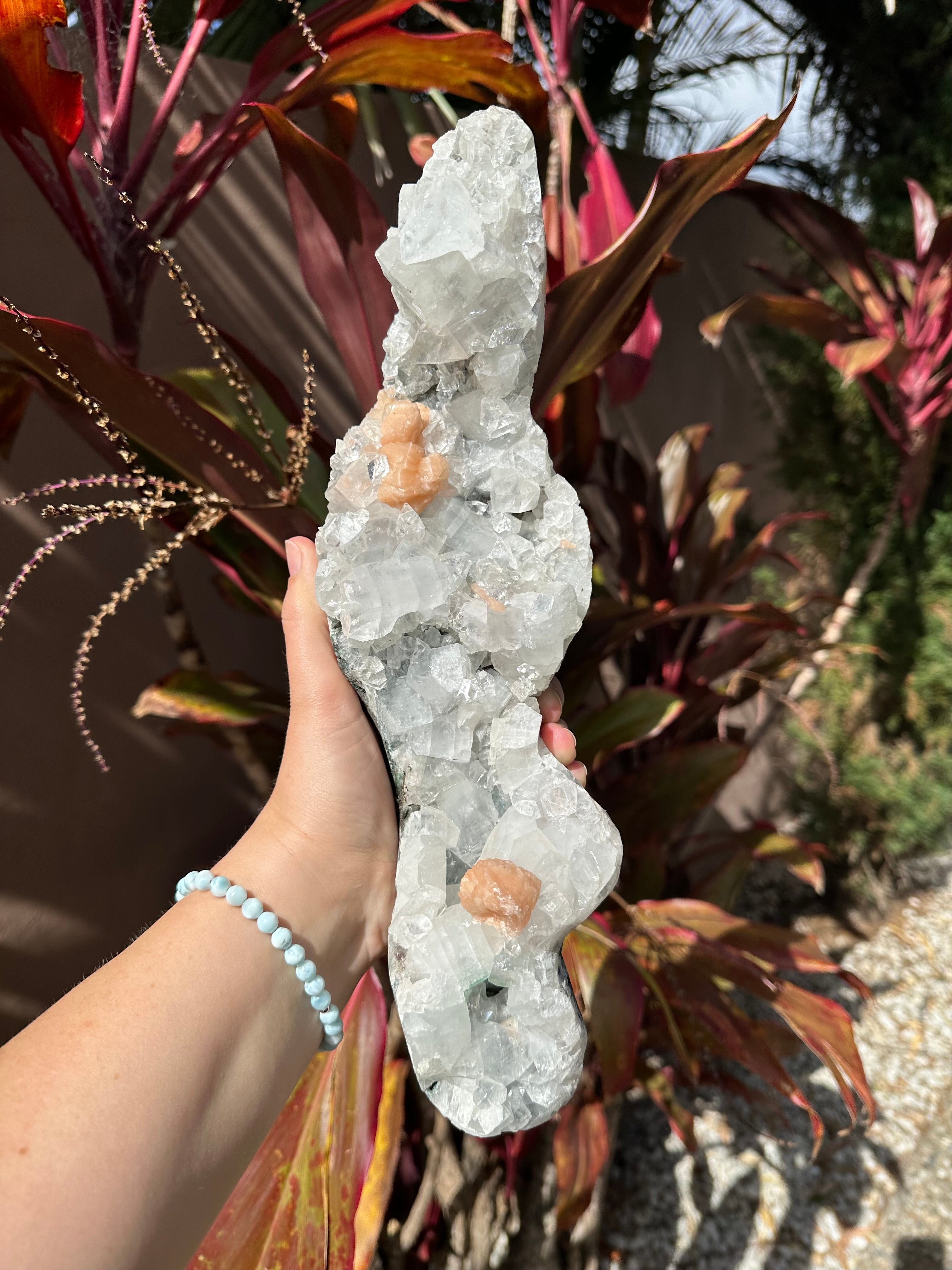 Apophyllite Calcite Peach Stilbite Mineral Crystal Yoga