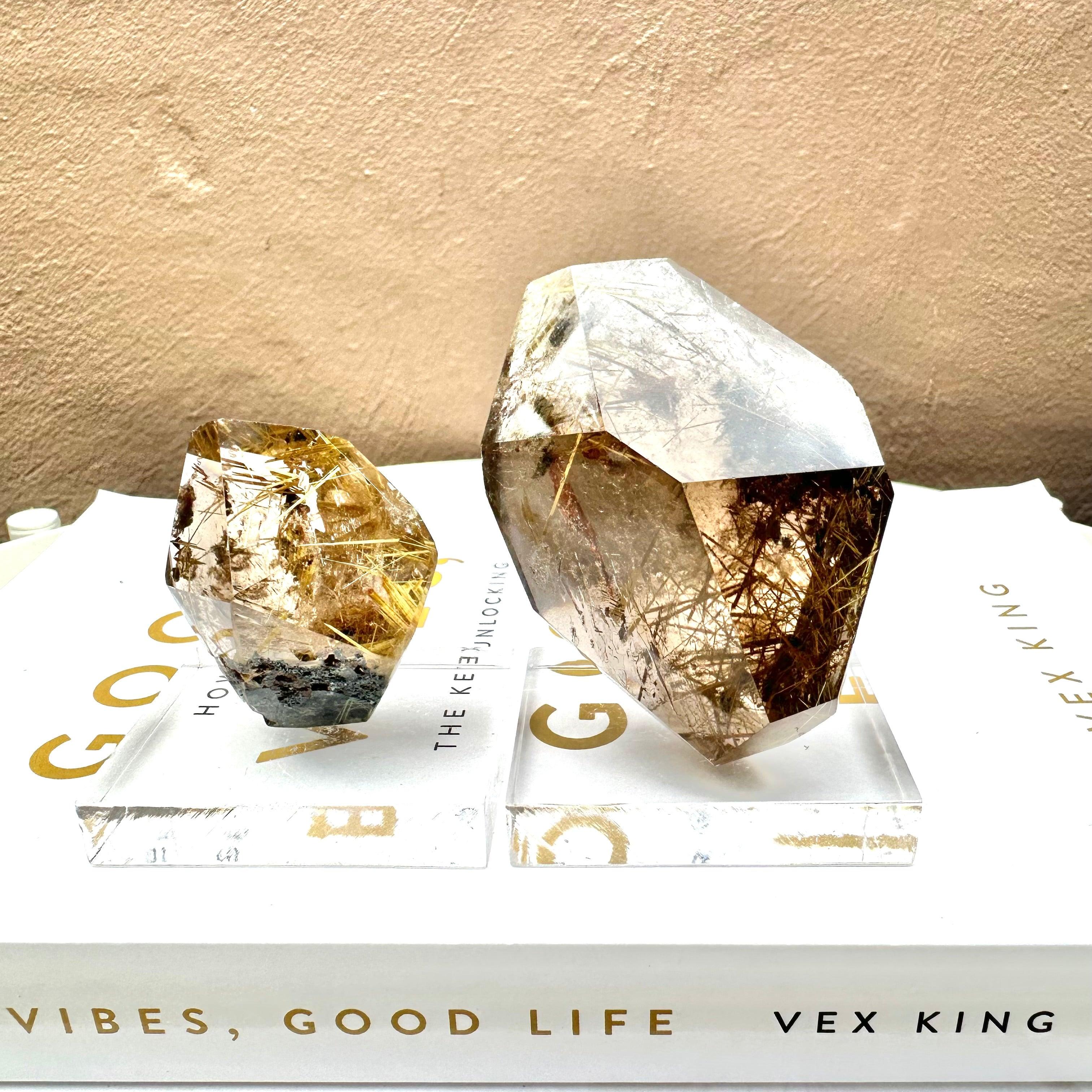 Golden Rutilated Gold Rutile Smoky Quartz Crystal Faceted Free Forms ...