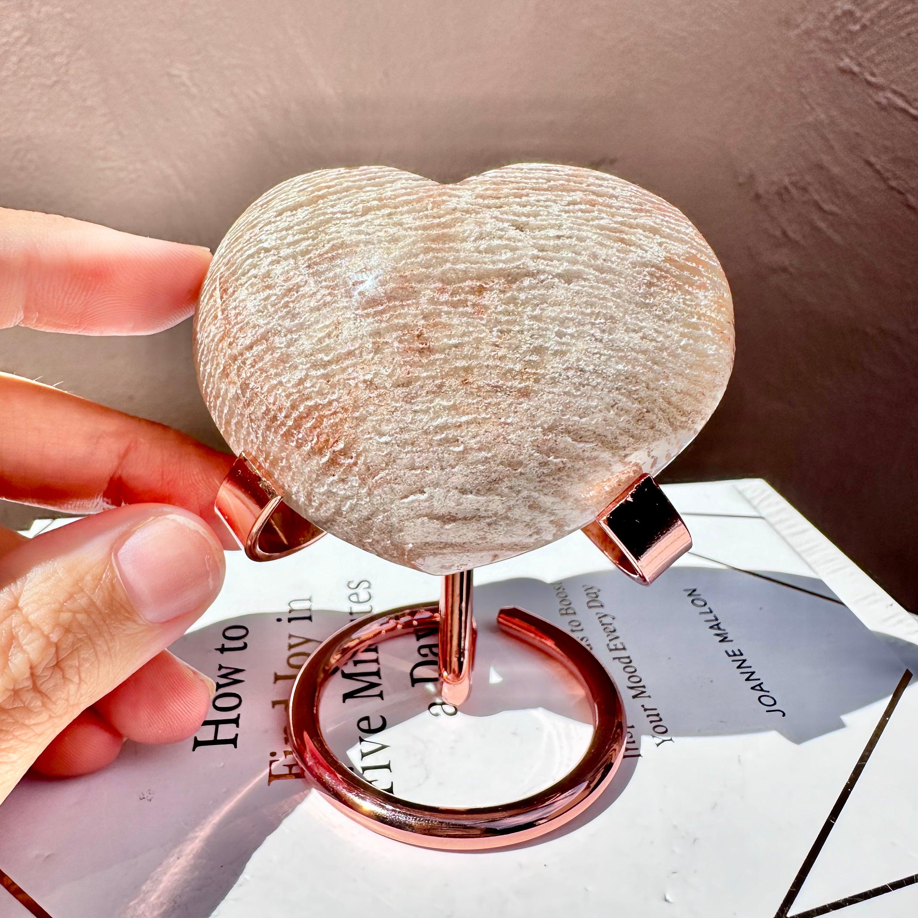 RARE Pink Thousand Layer Lodolite Garden Quartz Crystal Heart on Stand ...